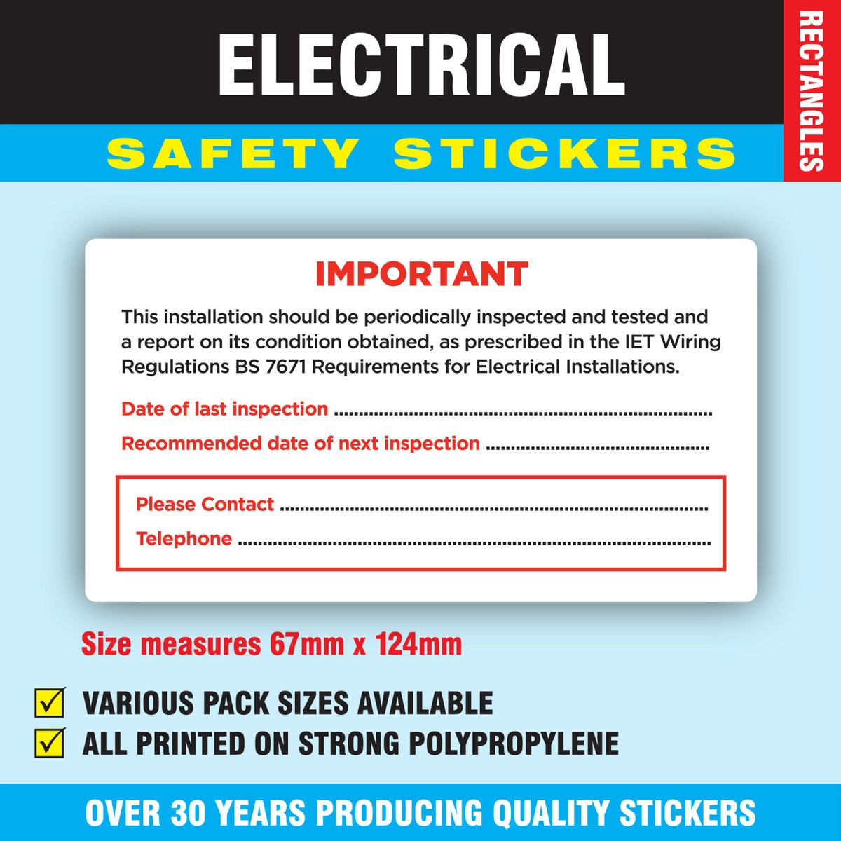 Electrical Safety Warning Stickers - Danger 230V / 415V & Caution BS ...
