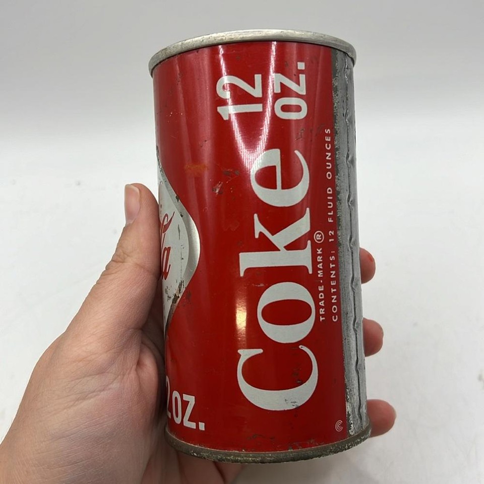 Vintage Antique Coca Cola Coke Flat Pull Tab Opened Can Red 12 Oz ...