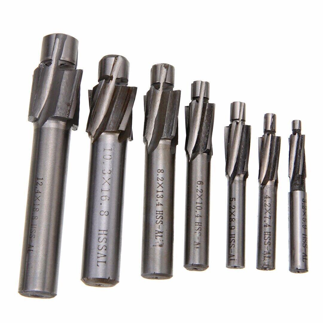 7PCS HSS Counterbore End Mill M3-M12 Pilot Slotting Tool Milling Cutter ...