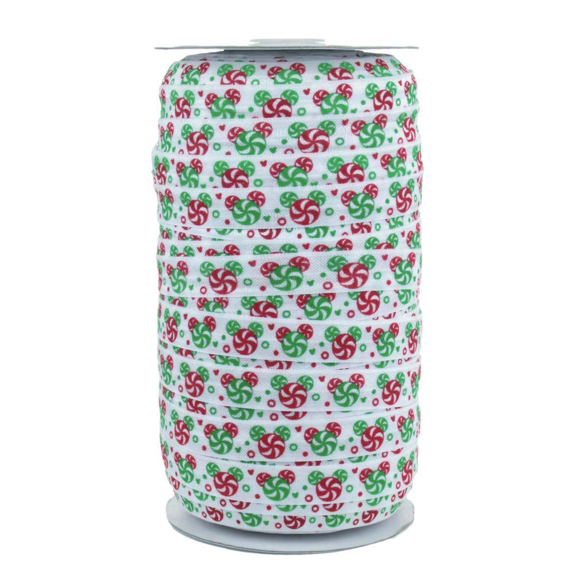 100 Yard Spool - Fold Over Elastic - Christmas Peppermint Candy - 5/8in ...