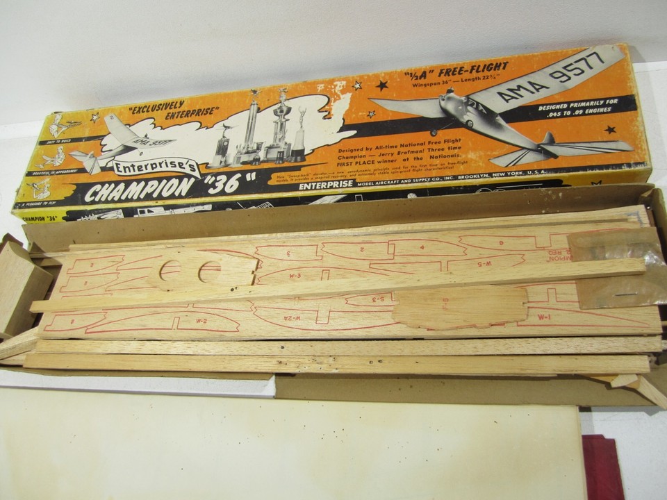 Vintage Enterprise's Champion 36 Balsa Wood Model Airplane Kit | eBay