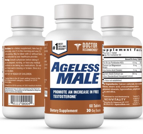 2 ageless male testosterone booster for men New Vitality 60 ct. 120 ...