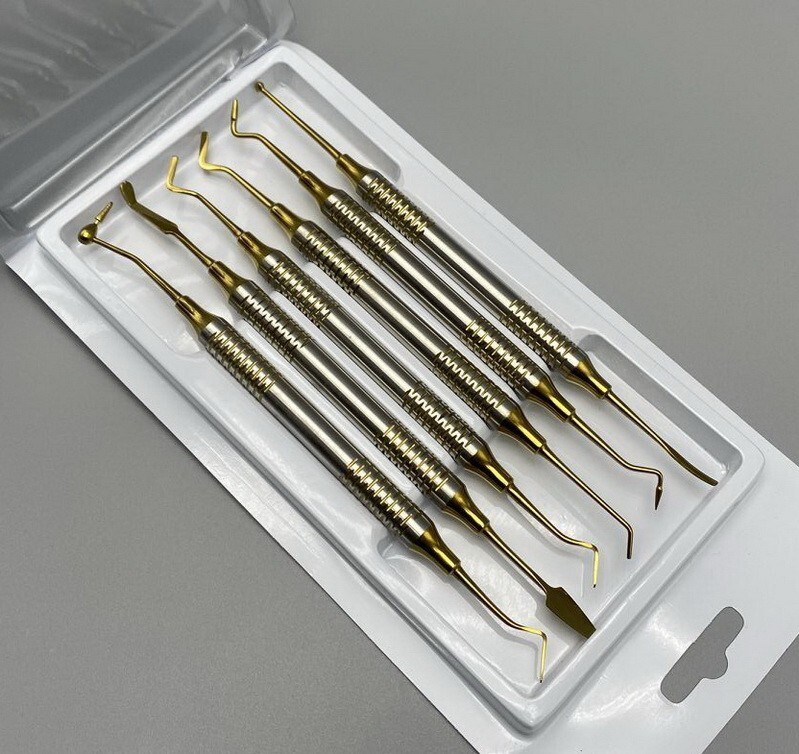 6Pcs Dental Composite Filling Instrument Gold Titanium Coated ...