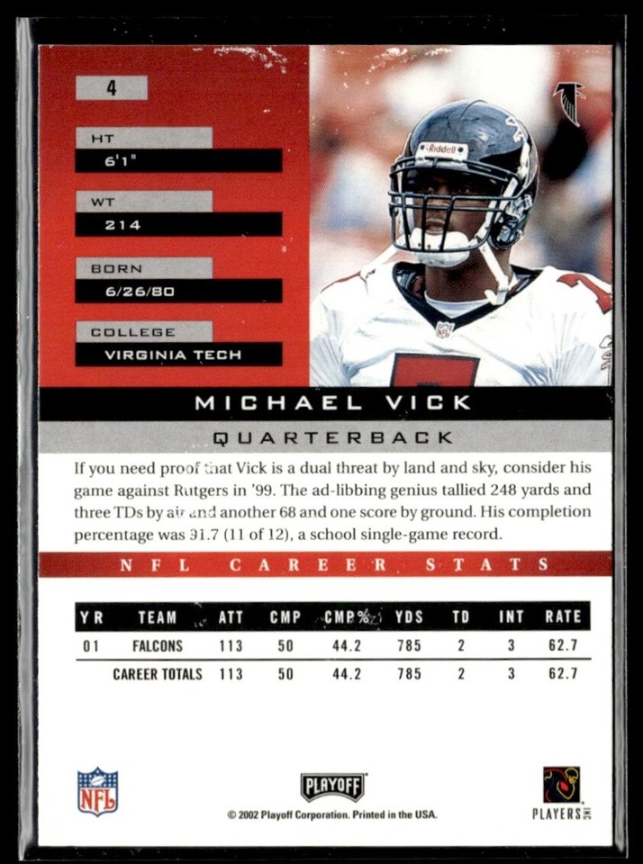 2002 Playoff Honors Michael Vick Atlanta Falcons #4 | eBay