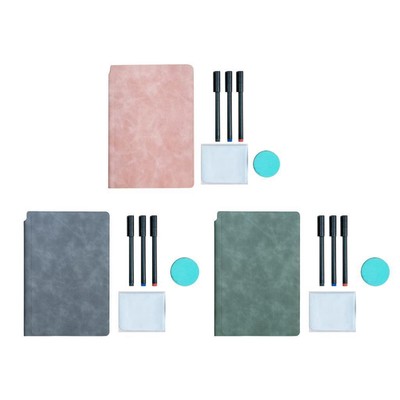 Portable A5 Dry Erase Notebook with PU Cover with Pen Reusable Dry ...