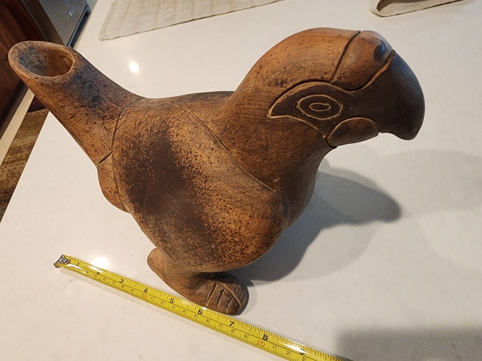 Vintage Terra Cotta Bird Art Pottery Vessel Vase Primitive Signed ...
