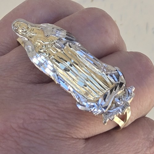 14k yellow Gold Virgin Mary Two finger Ring Size | eBay