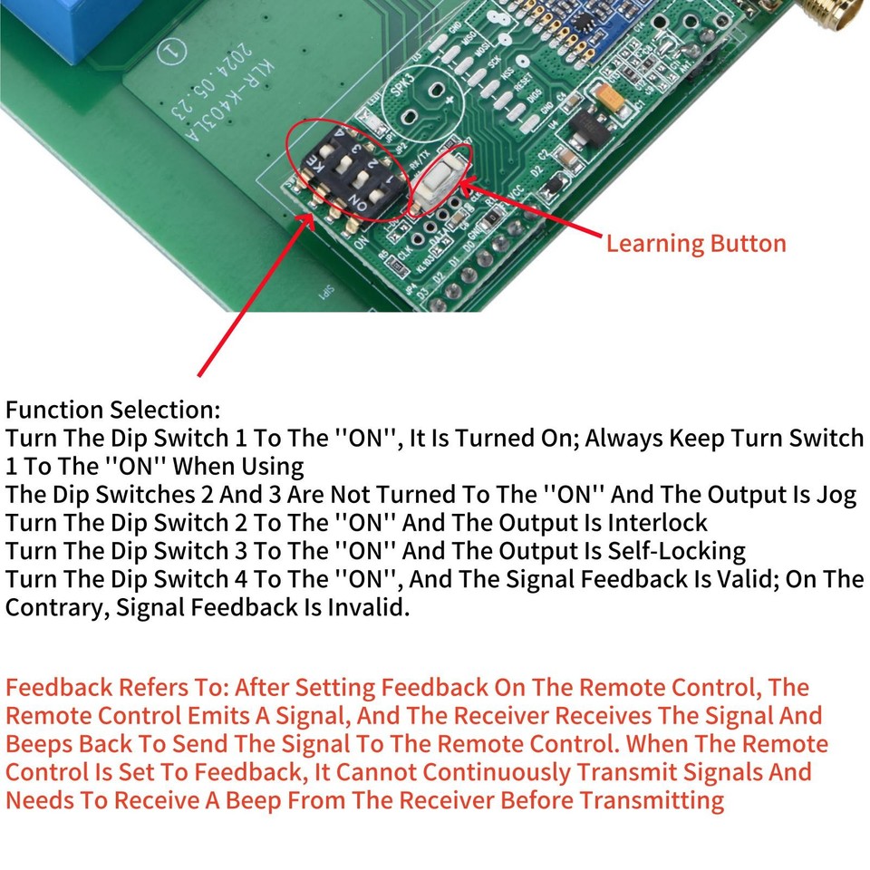 5000m 4CH Wireless Bidirectional FSK Remote Control LED Feedback Switch ...