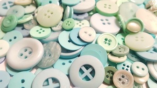 Lot 100 Mixed Assorted AQUA BLUE & TURQUOISE Vintage New Buttons Bulk ...