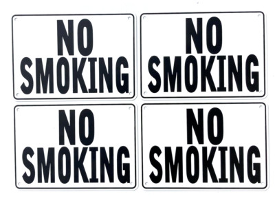 "NO SMOKING" 10" x 7" Warning Signs, 4 Sign Set, Heavyweight Aluminum ...