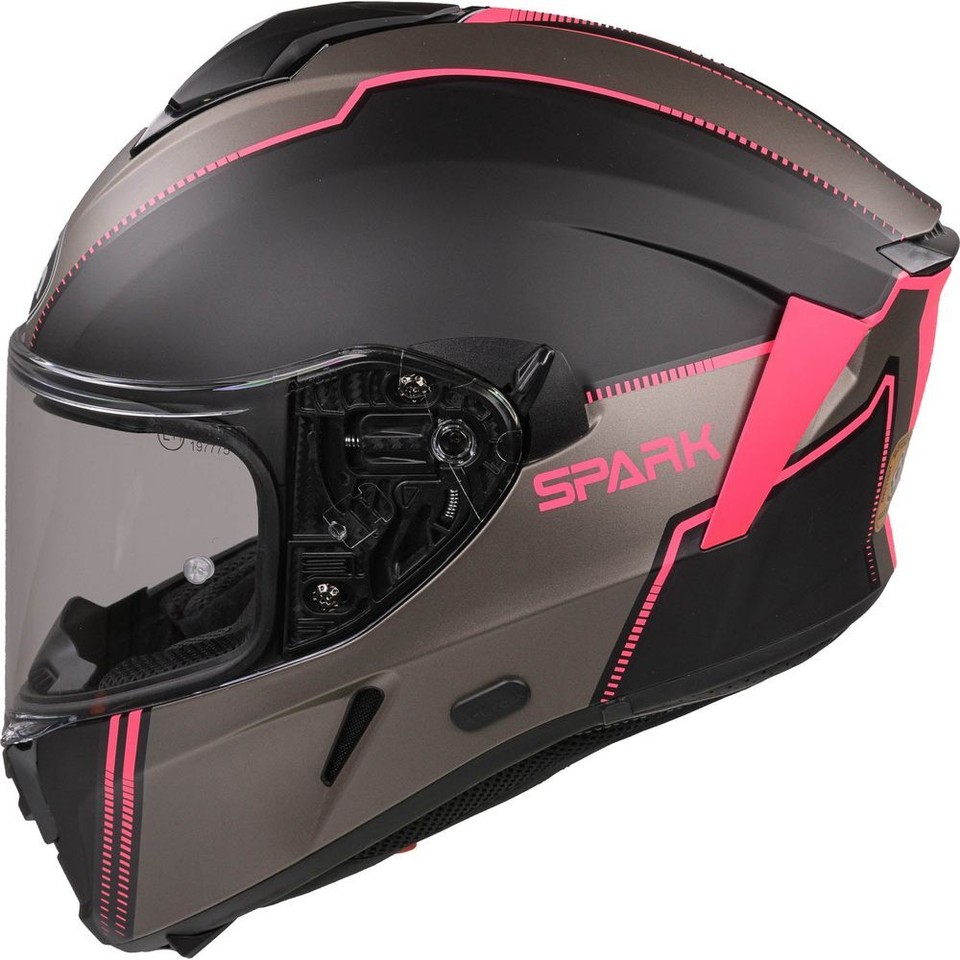 Airoh Spark Flow Moto Motorcycle Motorbike Full Face Helmet Matt Black / Pink | eBay