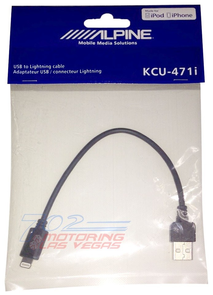 AUTHENTIC ALPINE KCU-471i LIGHTNING® TO USB CABLE 8" AUDIO PLAYBACK AND ...
