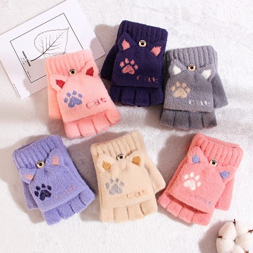 Cold Proof Warm Gloves Knitting Mittens Touch Screen Gloves Half Finger ...