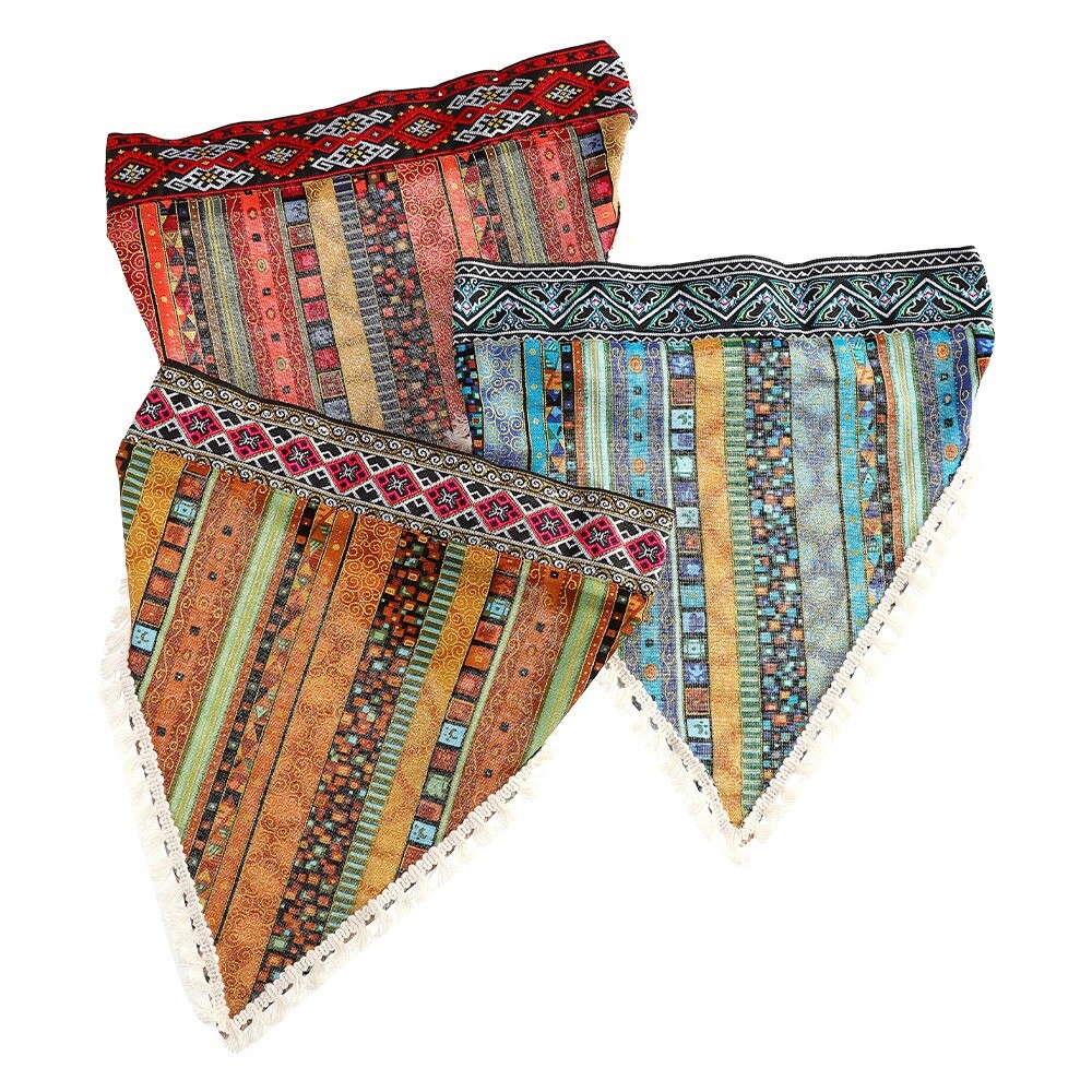 Ethnic Style Women Turban Fringe Hair Bandana Triangle Head Scarves ...