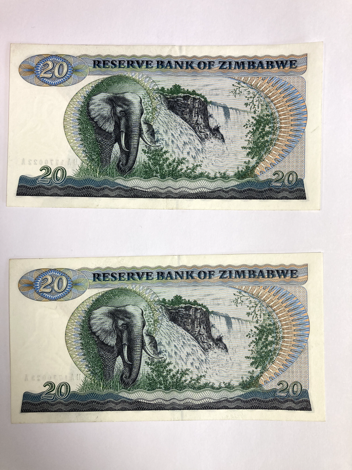 Zimbabwe 20 Dollar Bank Notes 1980 UNC *Sequential* | eBay UK