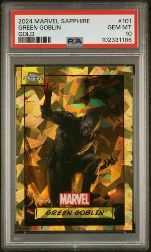 2024 Topps Chrome Marvel Sapphire Green Goblin /50 Gold Refractor PSA ...