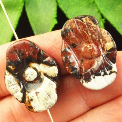 2pcs Chohua Jasper Flower Pendant Bead 24x18x8mm H87016 | eBay