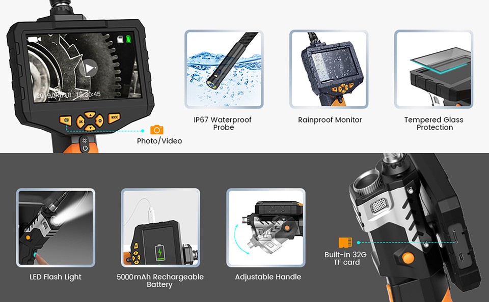 TESLONG NTS300 Borescope Inspection Camera Industrial Endoscope Dual ...