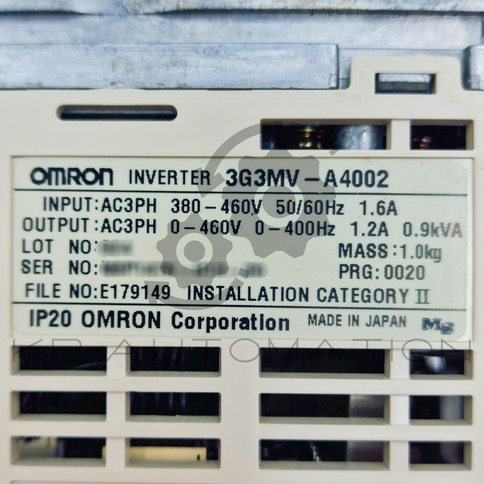 Omron 3G3MV-A4002 MX Series Inverter Drive 3-ph 415V AC 1.2A 0.37kW (0 ...