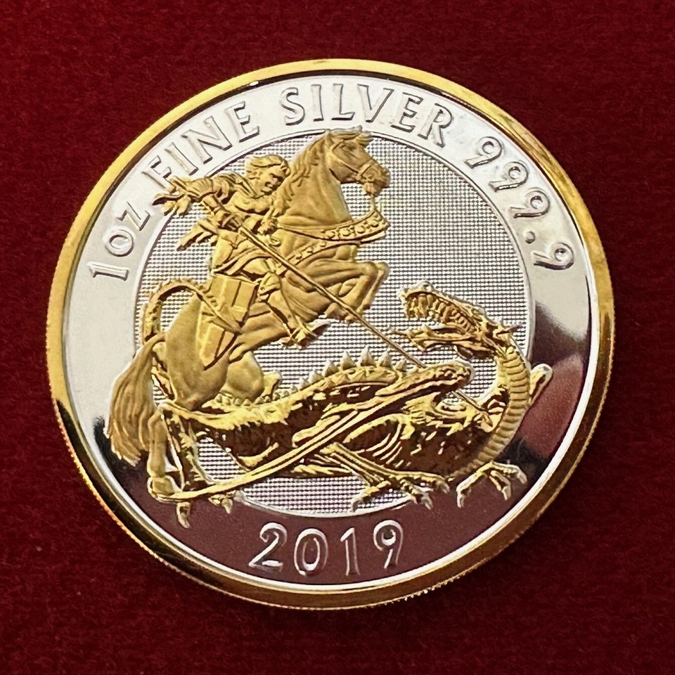 1 Troy OZ .9999 Silver 2019 British Silver Valiant Coin w/ 24K Gilding ...