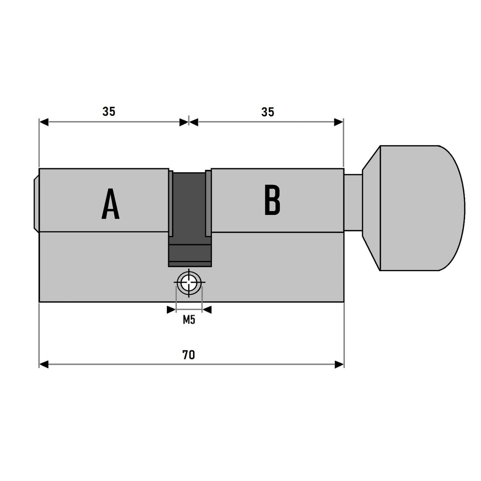 12x Cilindro con Pomolo 70mm 35/35 + 60 Chiave Serratura a Chiusura ...