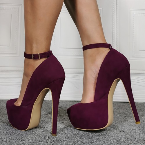 Women Round Toe Platform High Heels Pumps Wine Red Shoes Dress Party ...