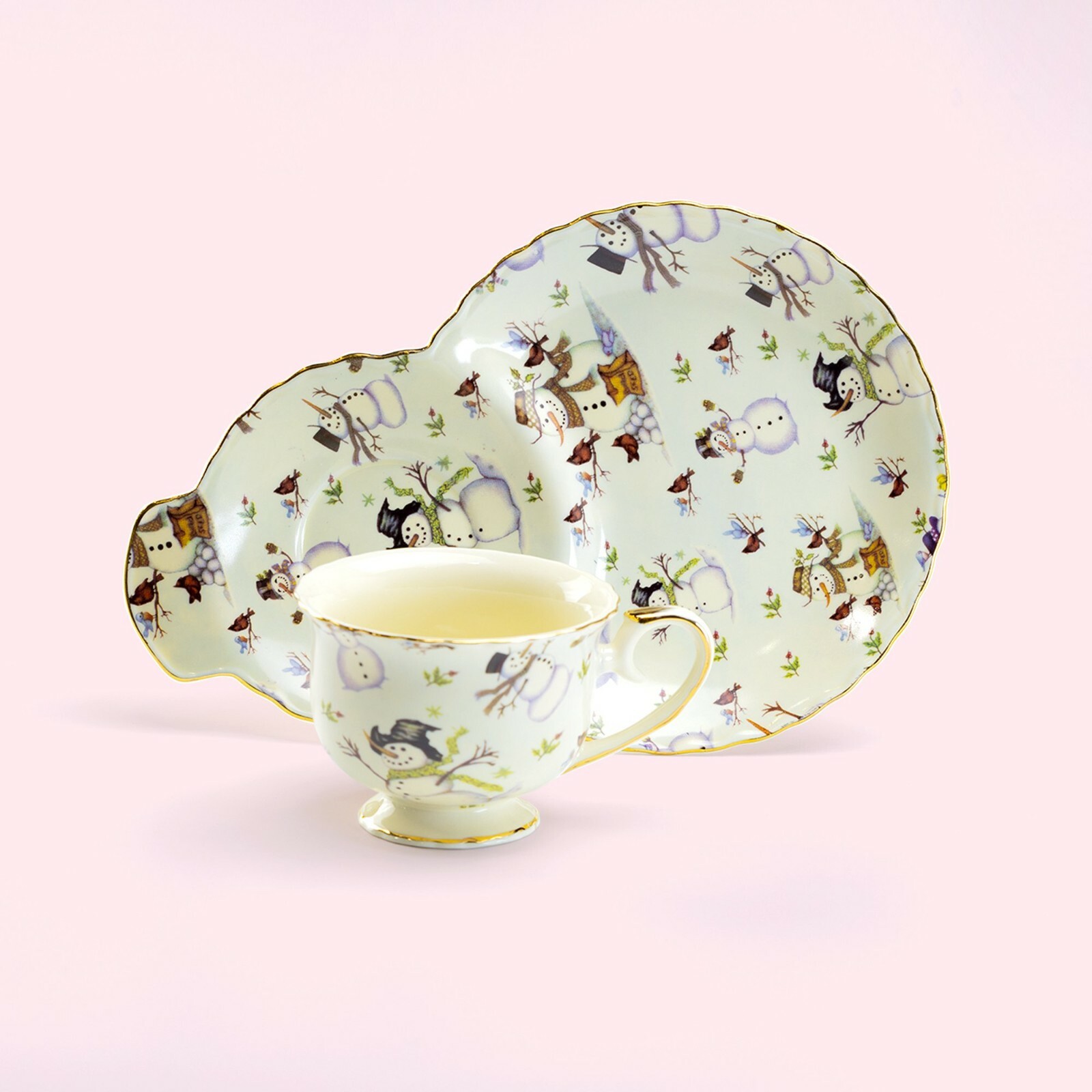 Grace Teaware Christmas Holiday Snowman Tea Snack Set | eBay