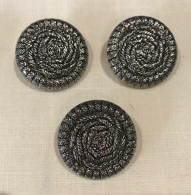 3 x Silver Braided Rose Design Vintage Coat Buttons 32mm (jp95) FREE ...