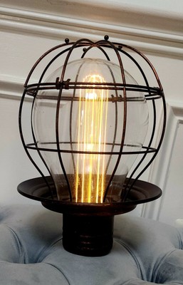 Caged Table Lamp Battery Operated Cordless Lamp Farmhouse Style Table ...