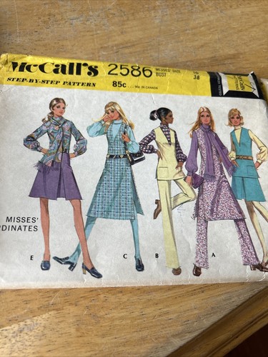 Vintage McCalls Pattern 2568. Size 16 blouse, skirt, jacket, pants 1970 ...