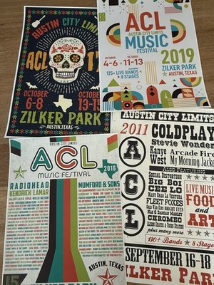 Austin City Limits Festival Lot 4 ACL Posters 13x19 2011 2016 2017 2019 ...