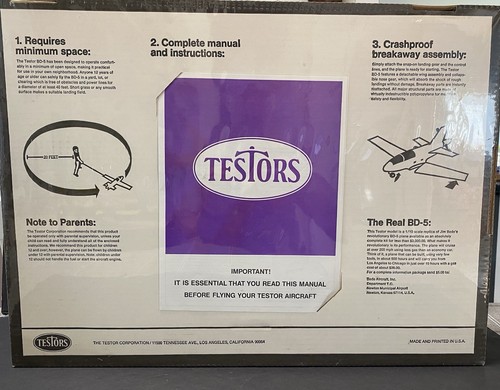 Extremely Rare! SEALED Testors BD-5 RTF Control Line Air Plane w/.049 ...