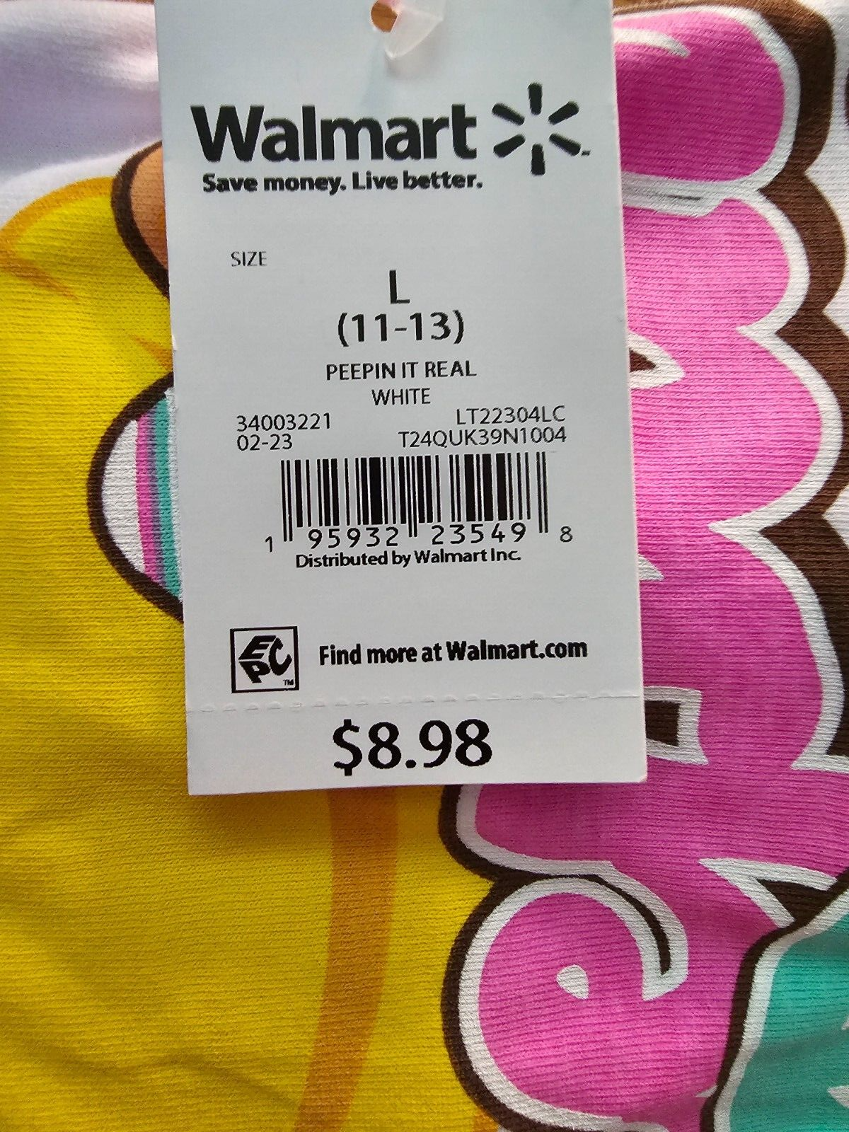 Peeps NEW♈Junior's LICENSED SS Tee shirt size L(11-13)~White Peepin it ...