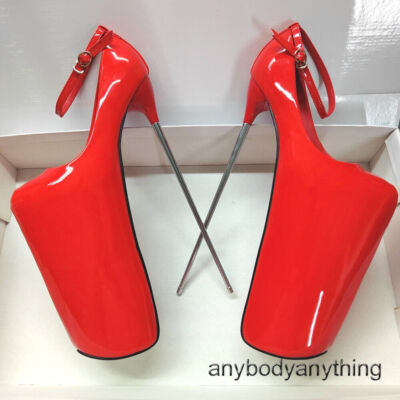 Womens 30cm Ultra High Heel Platform Stiletto Shoes Ankle Buckle Pumps ...
