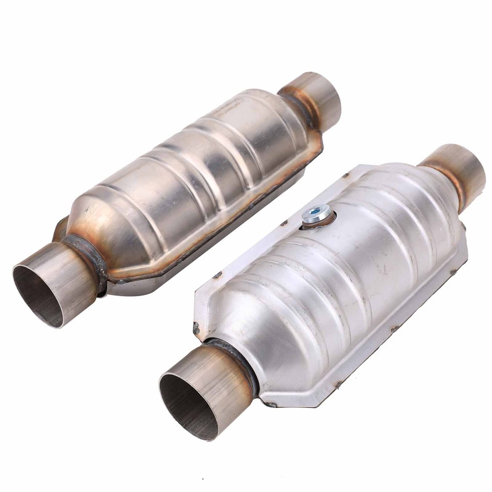 2PCS 2.5" Universal Catalytic Converter Stainless Steel High Flow Weld ...