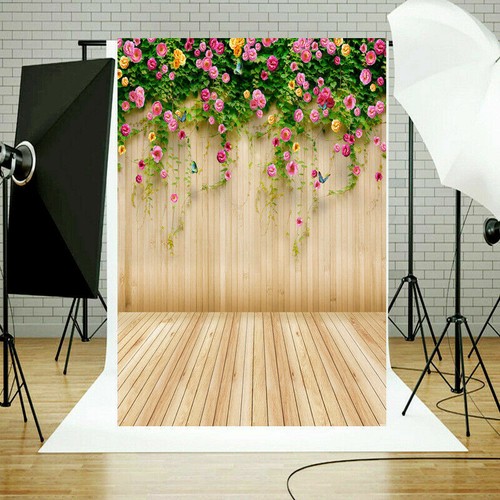 Floral Wall Wood Floor Vlogging Backdrop Photo Studio Background Kids ...