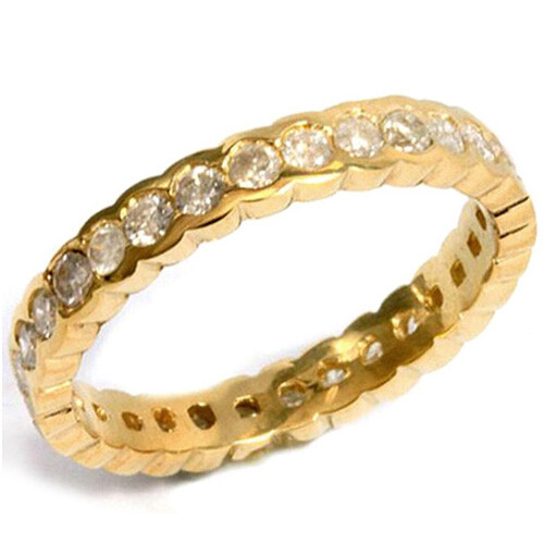 GORGEOUS 1.00 CT CHOCOLATE DIAMOND 14K SOLID YELLOW GOLD ETERNITY RING ...
