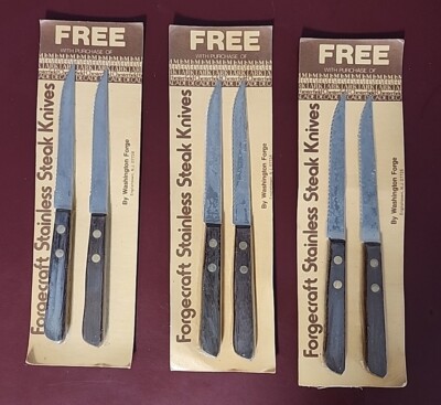 3 Vintage 2 Pack ~Washington Forge Forgecraft Steak Knives Hanford (A1 ...