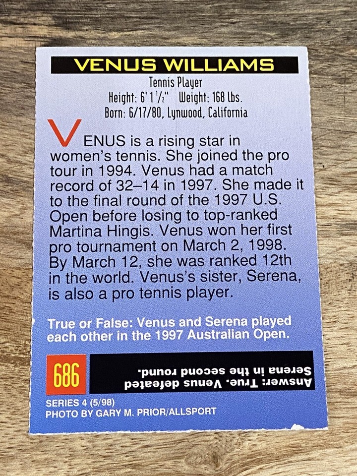 Venus Williams 1998 Sports Illustrated SI For Kids Rookie Card # 686 | eBay