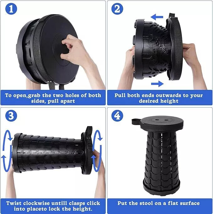 Folding Stool Portable Telescopic Chair Seat Camping Retractable ...