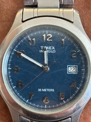 Timex mens Indiglo analog 30m WR blue face 39mm case year 2000 | eBay