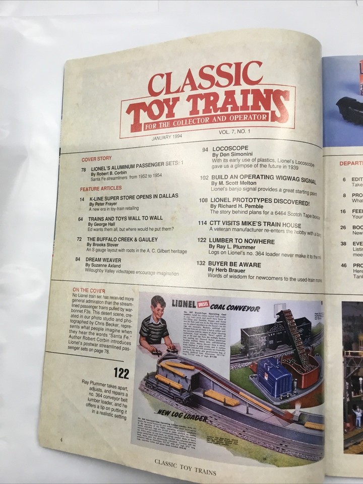 Classic Toy Trains MAGAZINE January 1994 V.7:1 Streamline Passenger ...