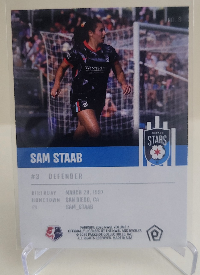 2025 PARKSIDE NWSL VOL 2 GOAL HOT PACK #3 SAM STAAB SER# /39 | eBay