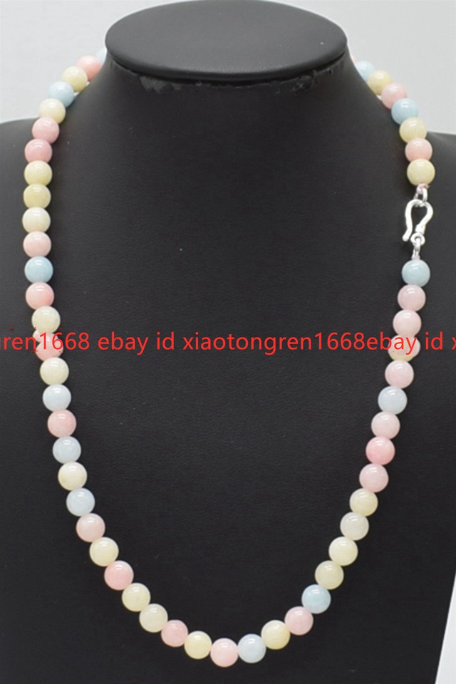 Charming Natural 6mm Multicolor Morganite Gems Round Beads Necklace 16 ...