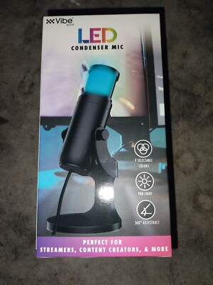 Vibe Sound Gaming Condenser Microphone LED 9 Selectable Color Changing ...