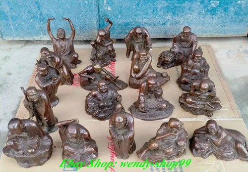 7" Old Chinese Bronze 18 Arhat Damo Luohan Bodhidharma Dharma Buddha ...
