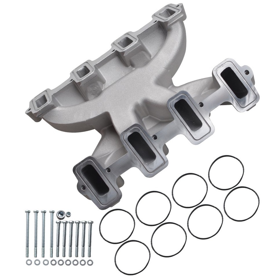 Satin Aluminum Dual Plane Carb Intake Manifold For GM LS1 5.3L LS2 6.0L ...