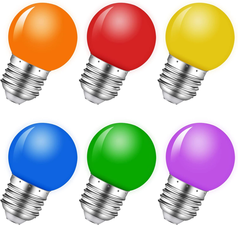 Colored Light Bulbs,1W LED G45 E26 Light Bulb,Red Green Blue Orange ...