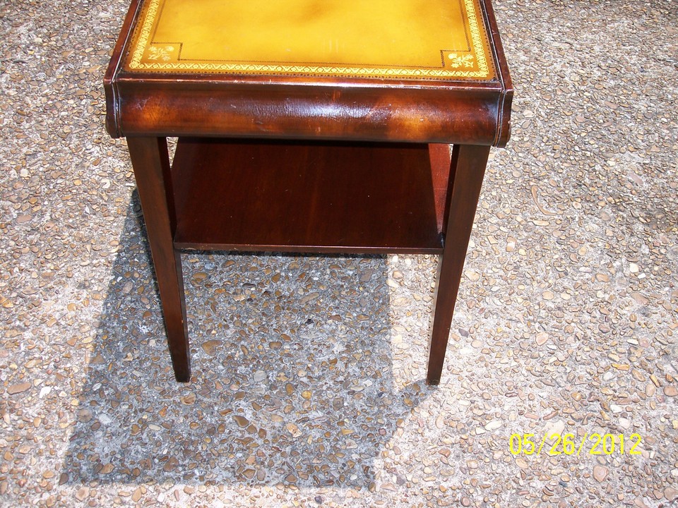 ANTIQUE STICKLEY OF GRAND RAPIDS END TABLE mahagony W/ LEATHER TOP ...