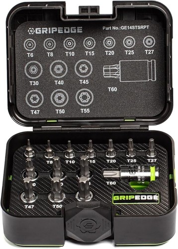 GRIPEDGE Tools | 14PC RPT Star Driver Set | Sizes T6 - T60 | 1/4'' - 3/ ...